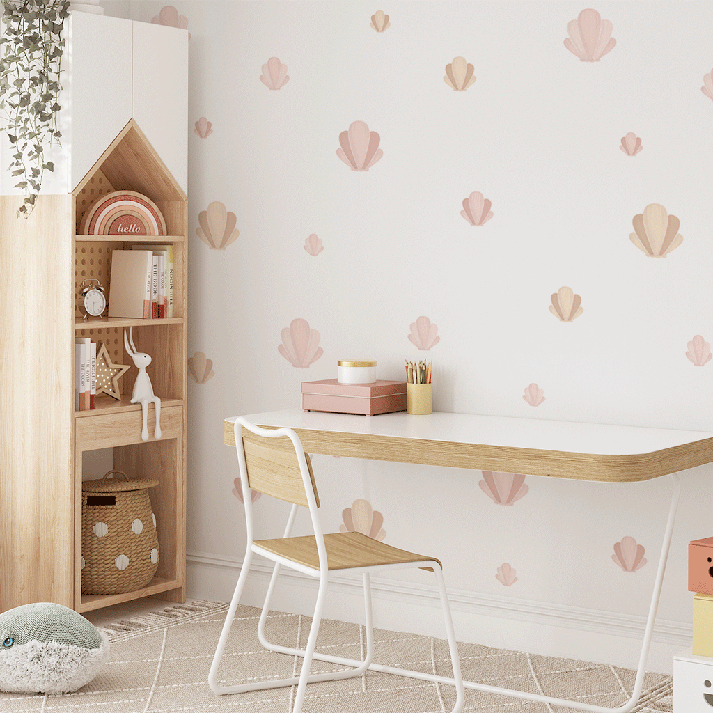 Boho Muschel-Wandsticker – Natürliche Küstendeko fürs Kinderzimmer ...